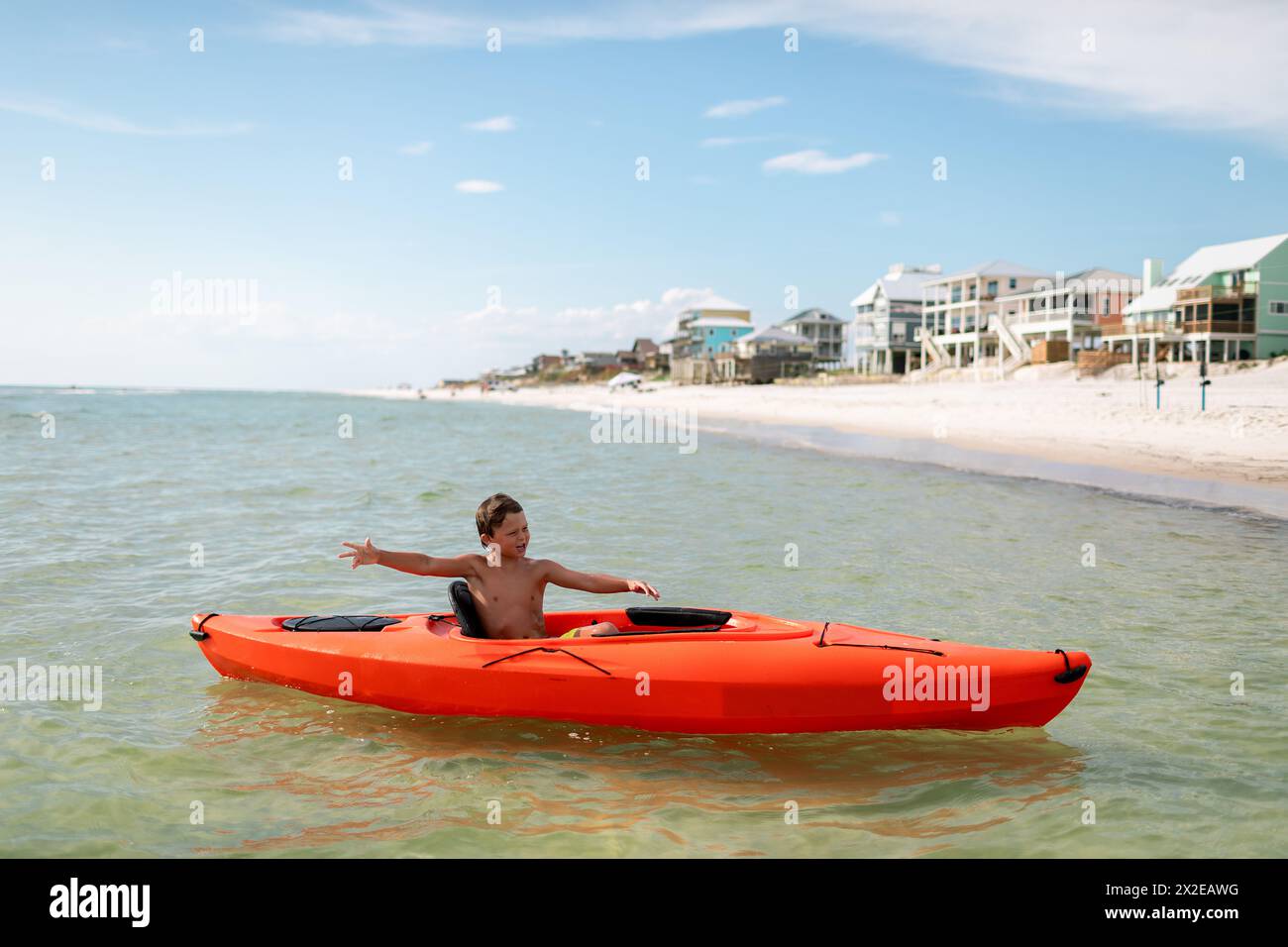 Boy in kayak in the sea hi-res stock photography and images - Alamy