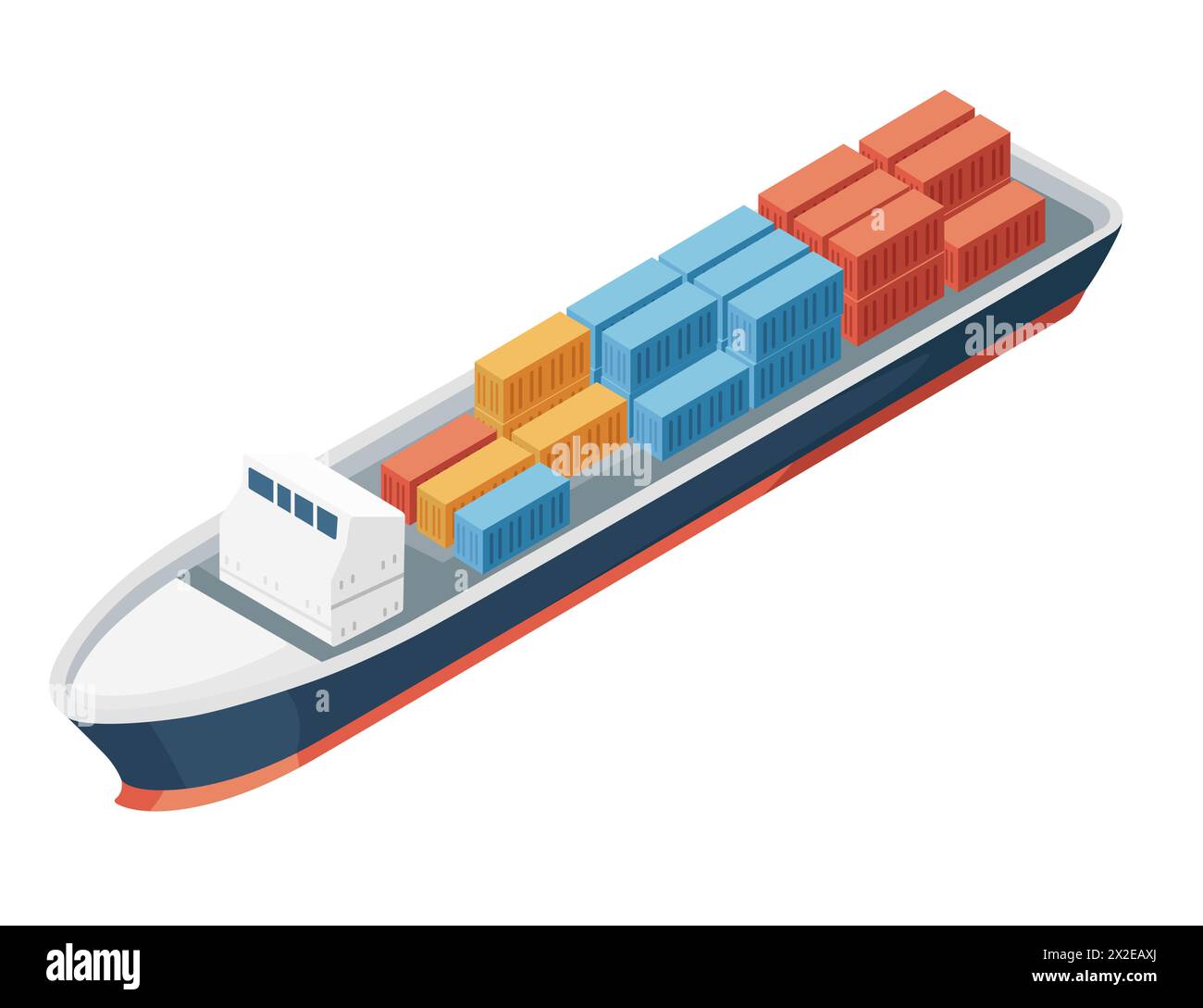 Big cargo ship loaded with containers vector illustration isolated on ...