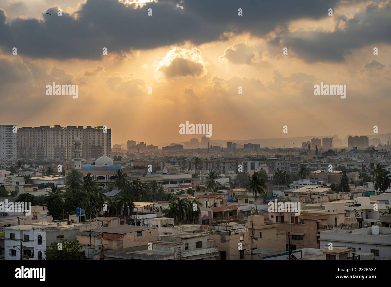 Aerial Sunset view of Karachi City. Karachi. Building and landmark ...