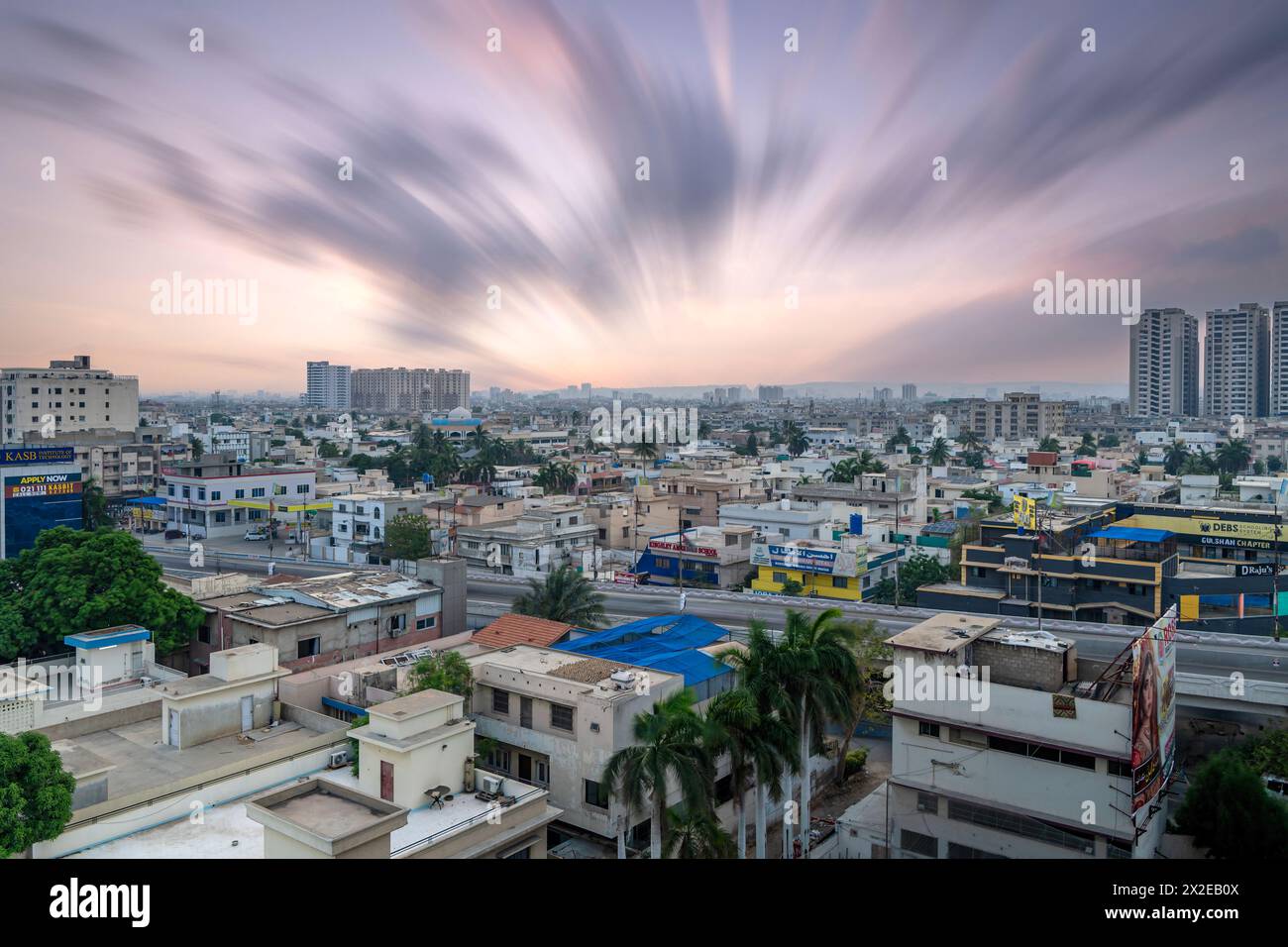 Aerial Sunset view of Karachi City. Karachi. Building and landmark ...