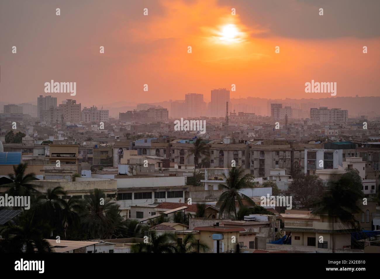 Aerial Sunset view of Karachi City. Karachi. Building and landmark ...