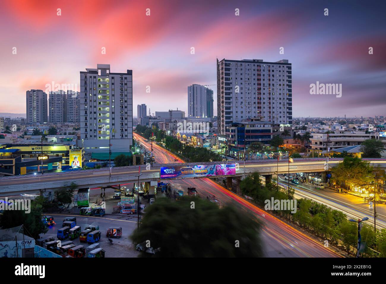Beautiful aerial view of Karachi City sunset time. Karachi Buildings Stock Photo - Alamy