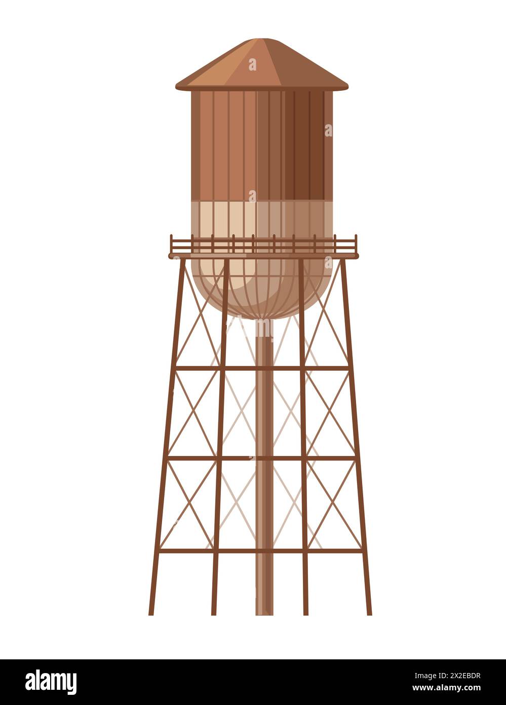 Metal water tower with oval water tank countryside water reservoir ...