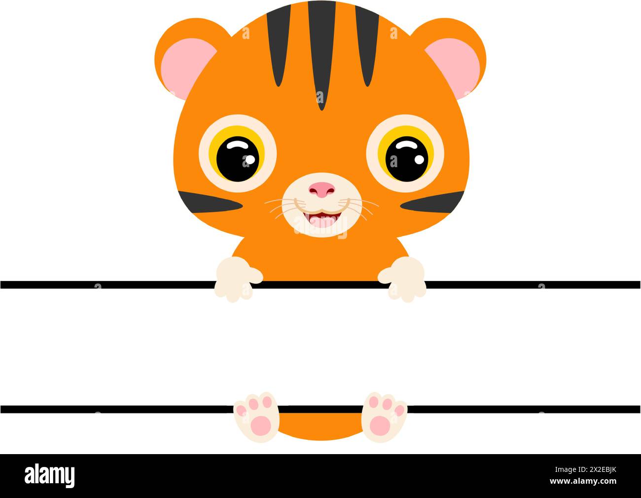 Cute tiger split monogram. Funny cartoon character for shirt ...