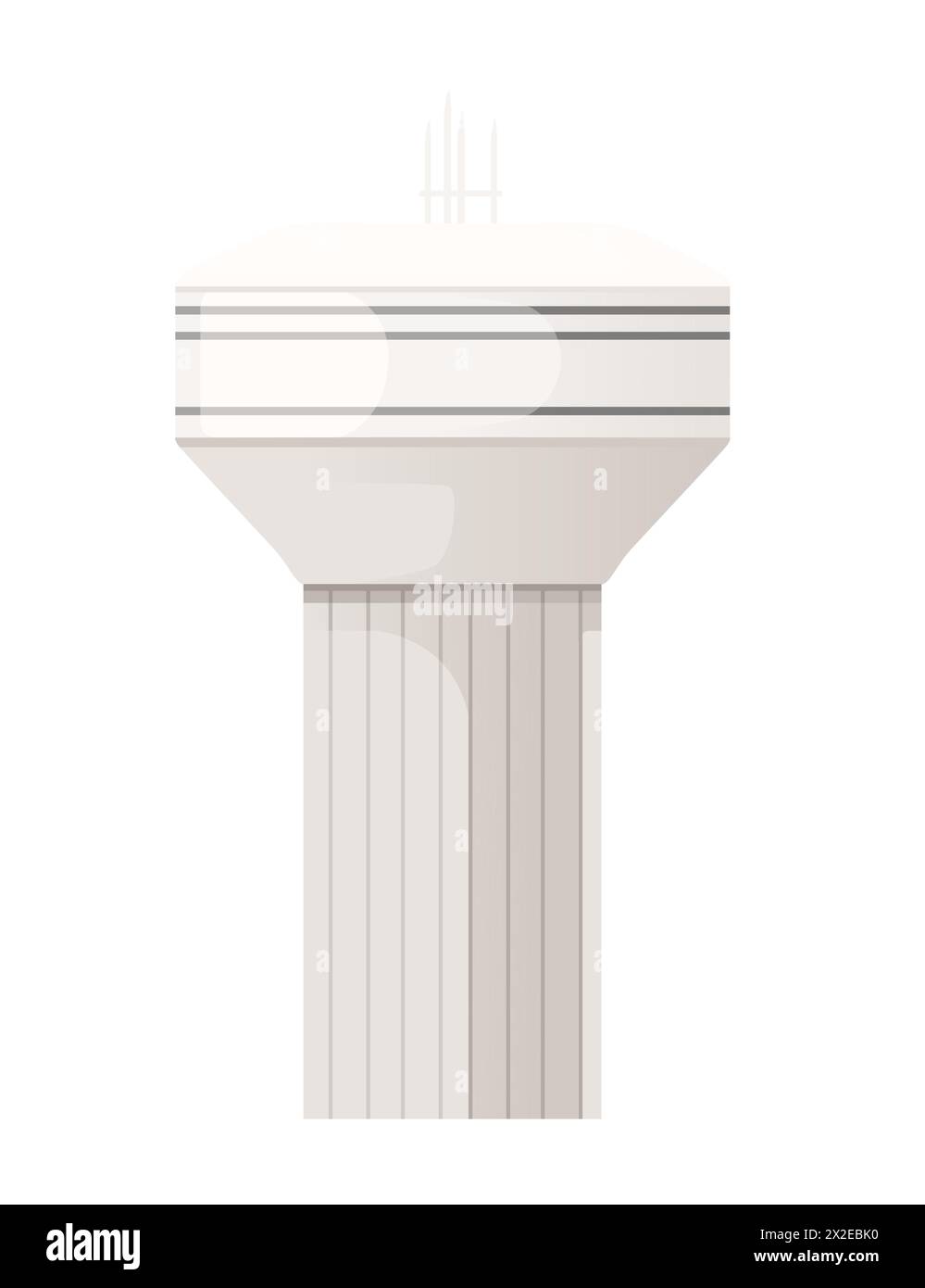 Metal water tower with oval water tank countryside water reservoir ...