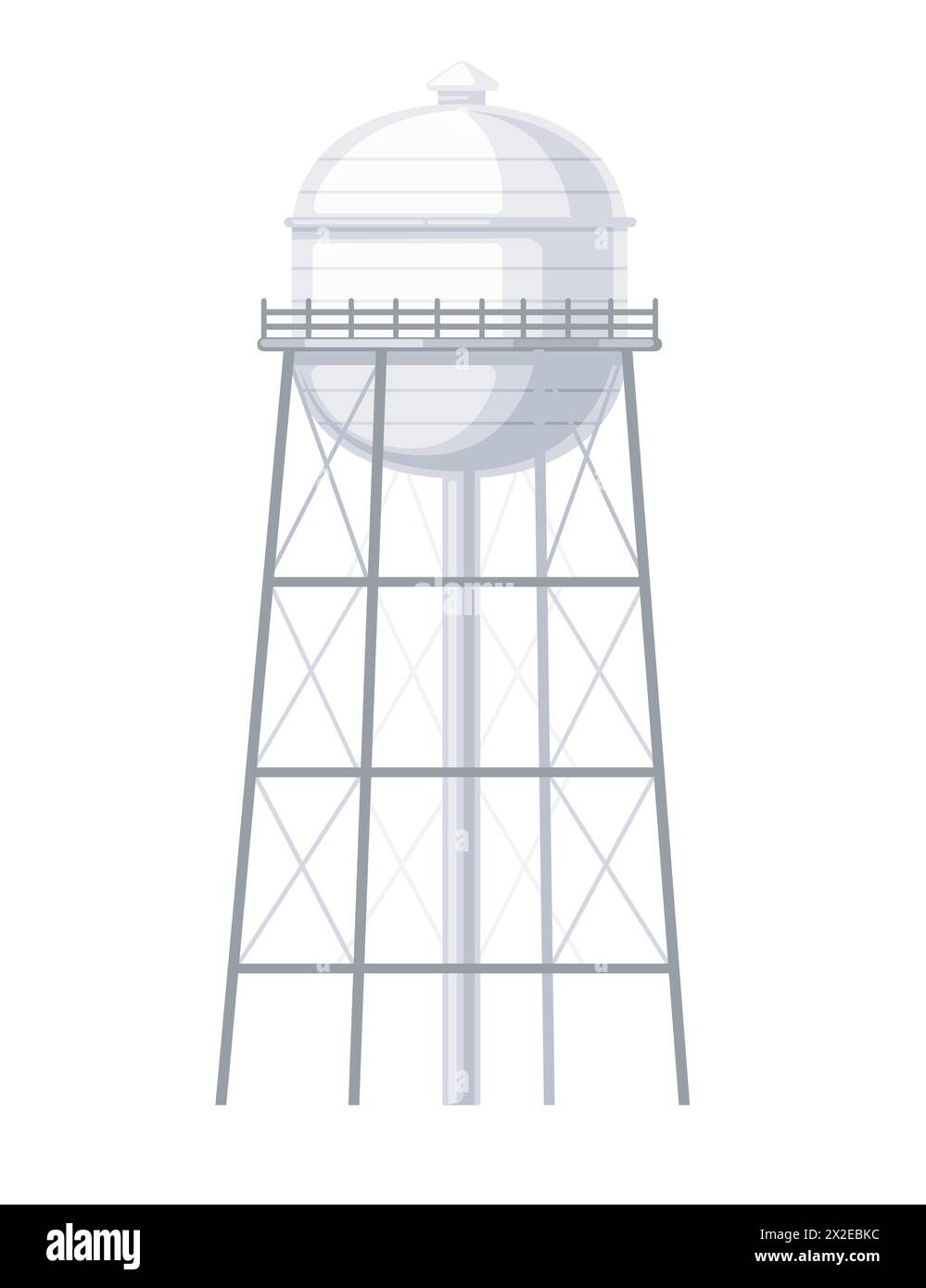 Metal water tower with oval water tank countryside water reservoir ...