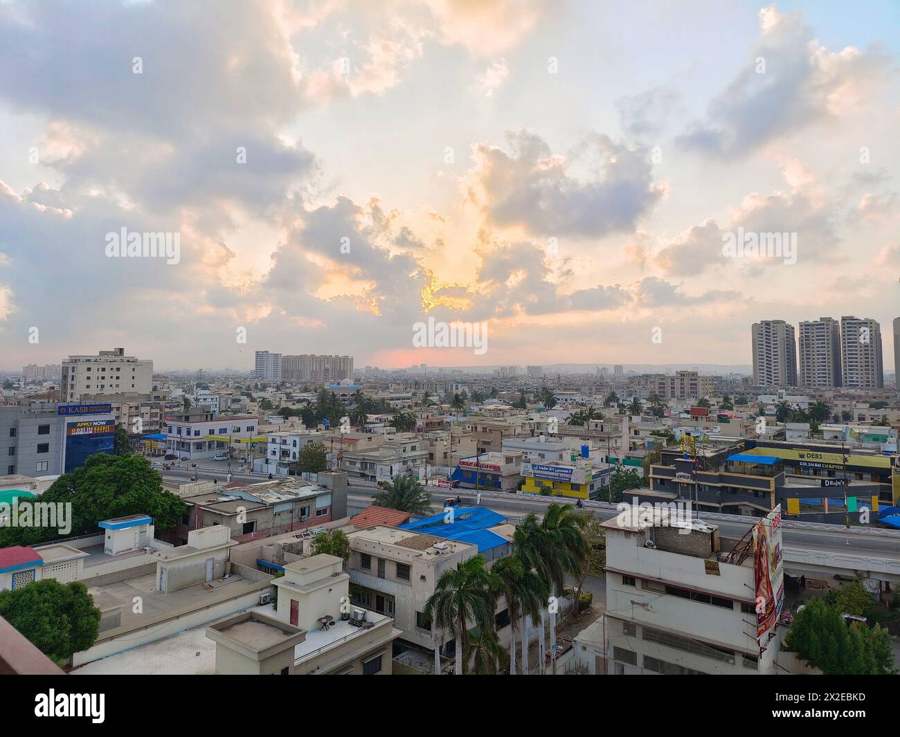 Beautiful aerial view of Karachi City sunset time. Karachi Buildings Stock Photo - Alamy