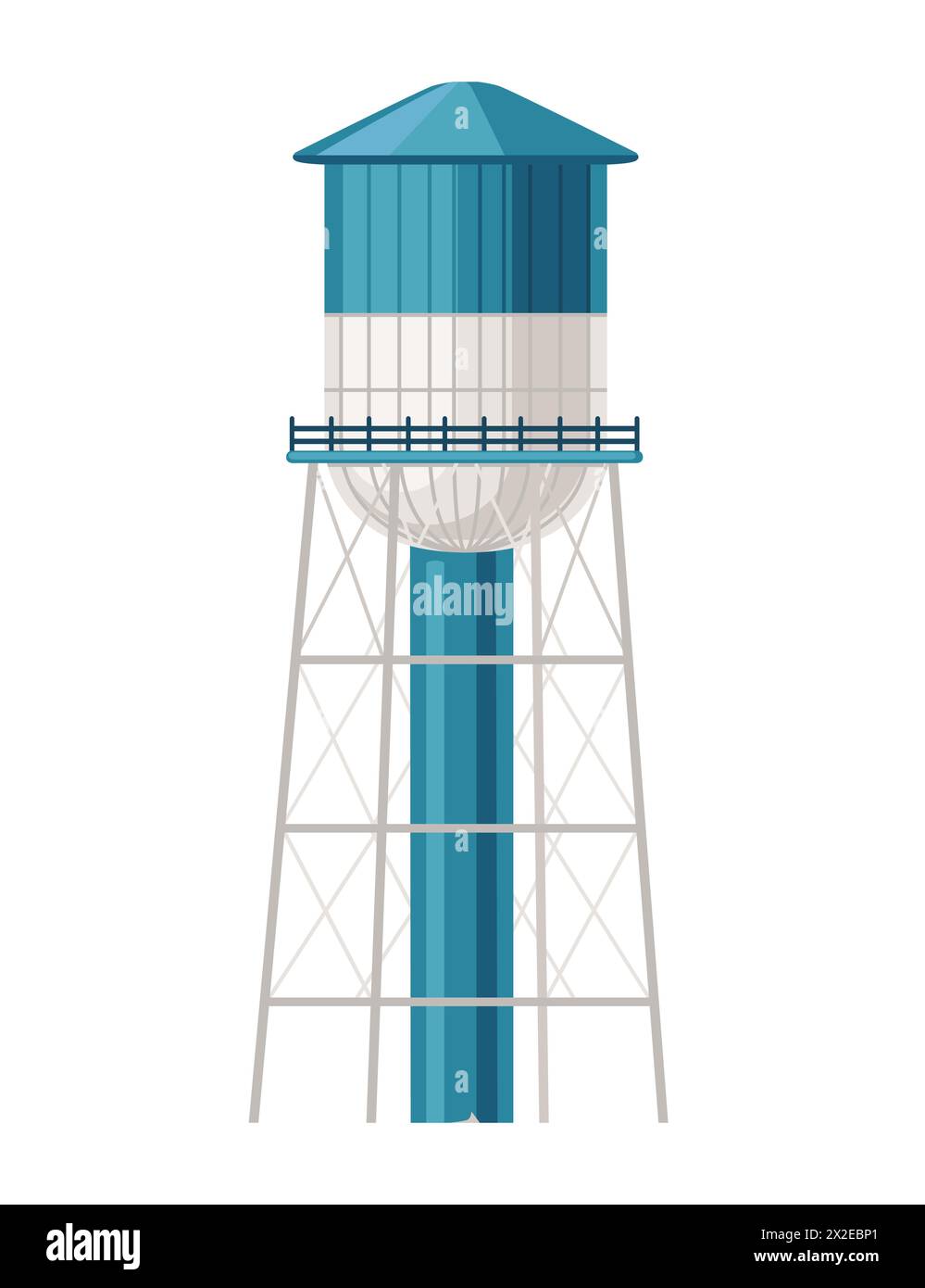 Metal water tower with oval water tank countryside water reservoir ...