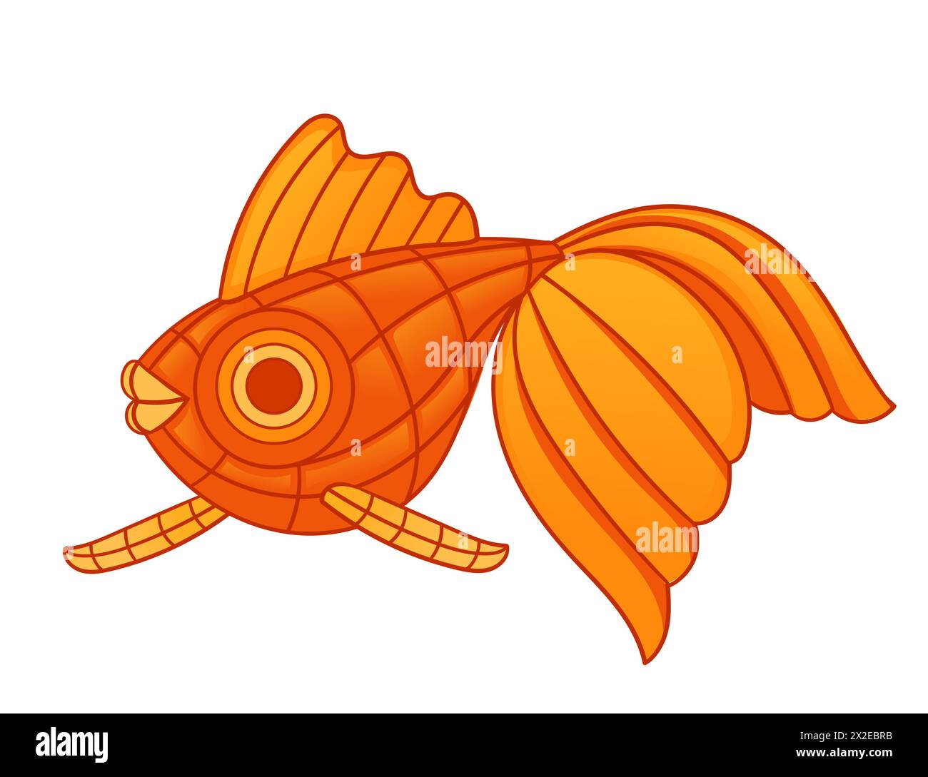 Traditional design asian red lantern fish shape vector illustration ...