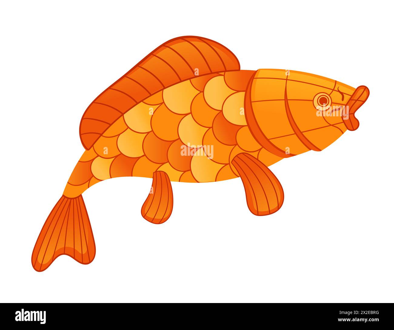 Traditional design asian red lantern fish shape vector illustration ...