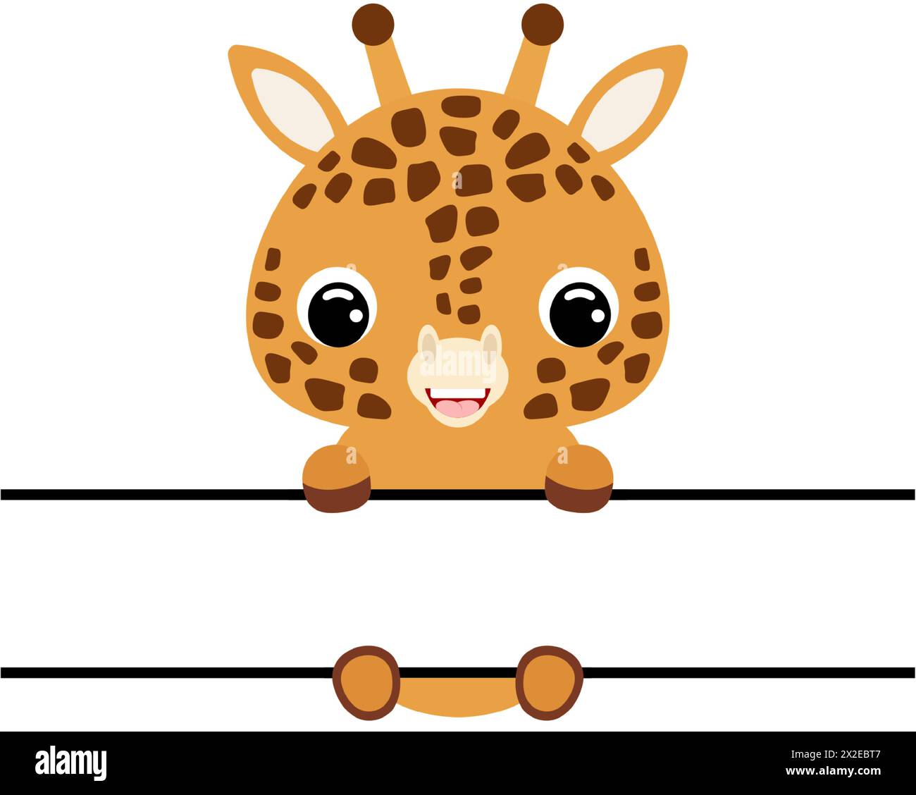 Cute giraffe split monogram. Funny cartoon character for shirt ...
