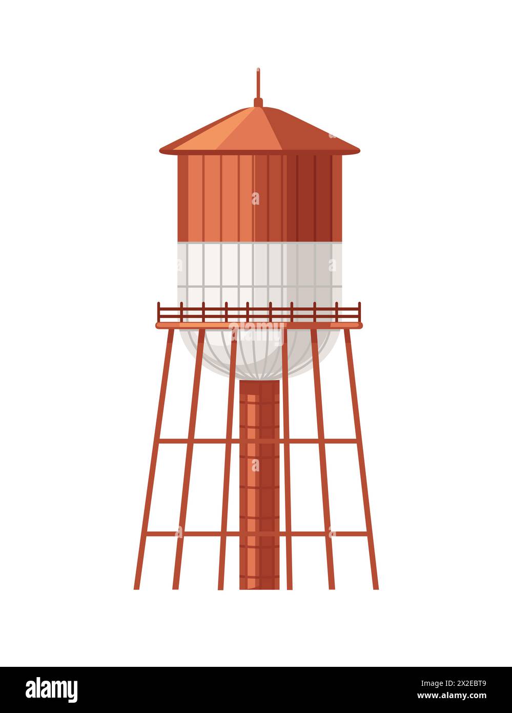 Metal water tower with oval water tank countryside water reservoir ...