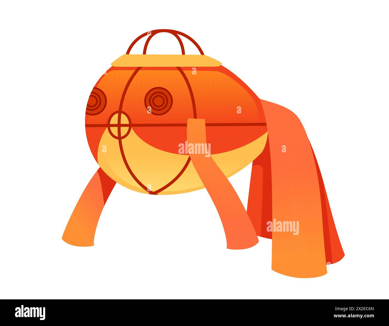 Traditional design asian red lantern fish shape vector illustration ...