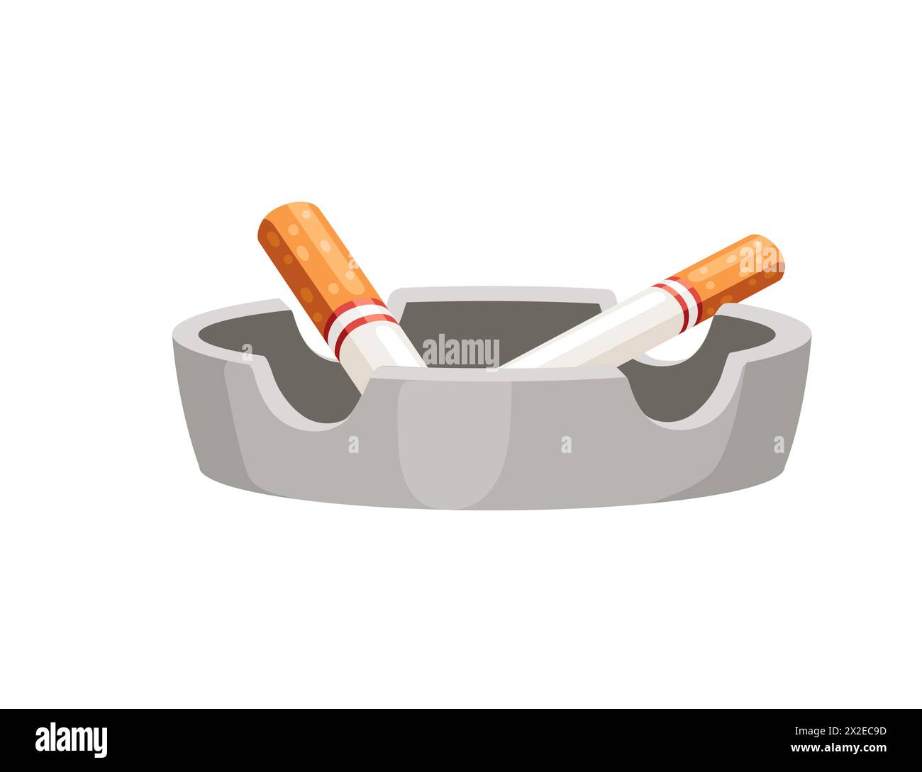 Silver colored ash pot with cigarettes vector illustration isolated on ...