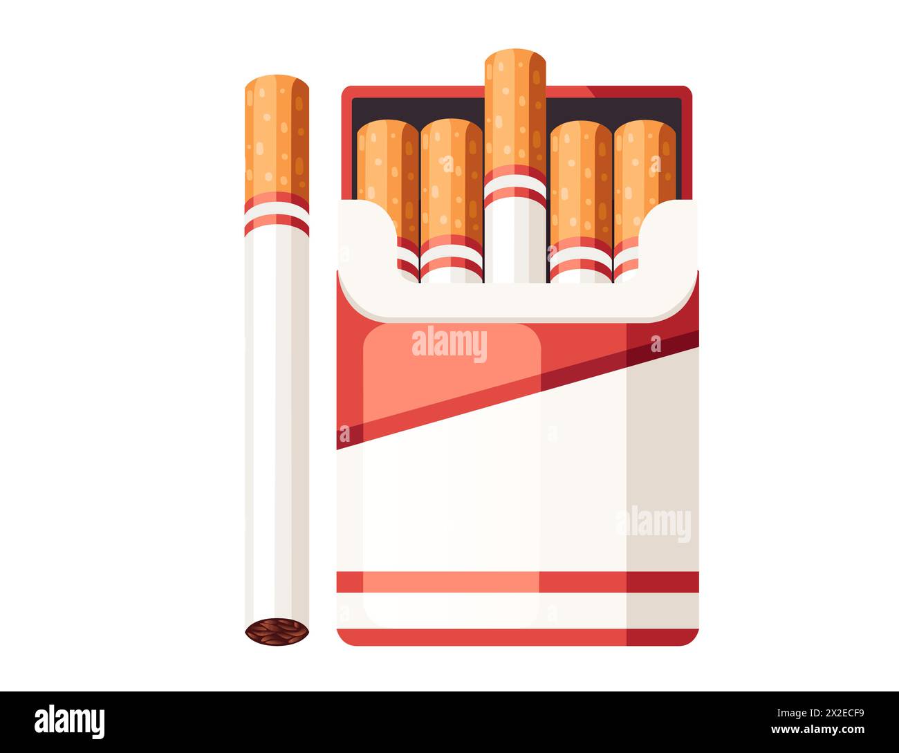 Cigarette in cardboard box red color vector illustration isolated on ...