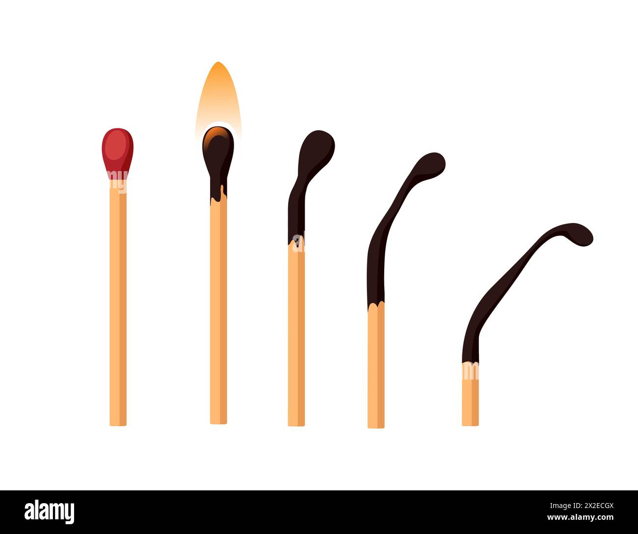 Set of matches in different state burning and new vector illustration ...