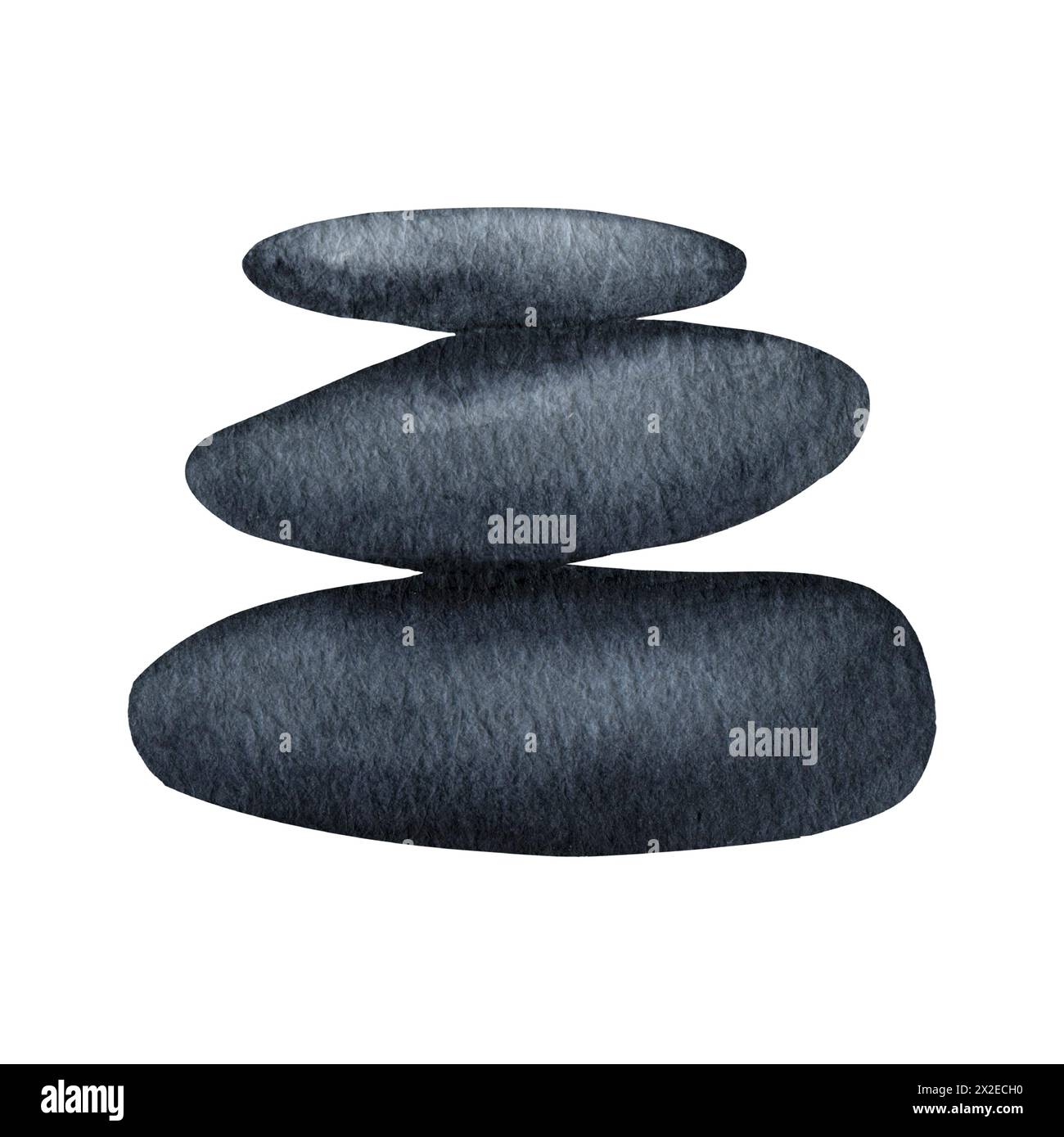 Watercolor pyramid of stones realistic. Balanced. Spa stone. A ...