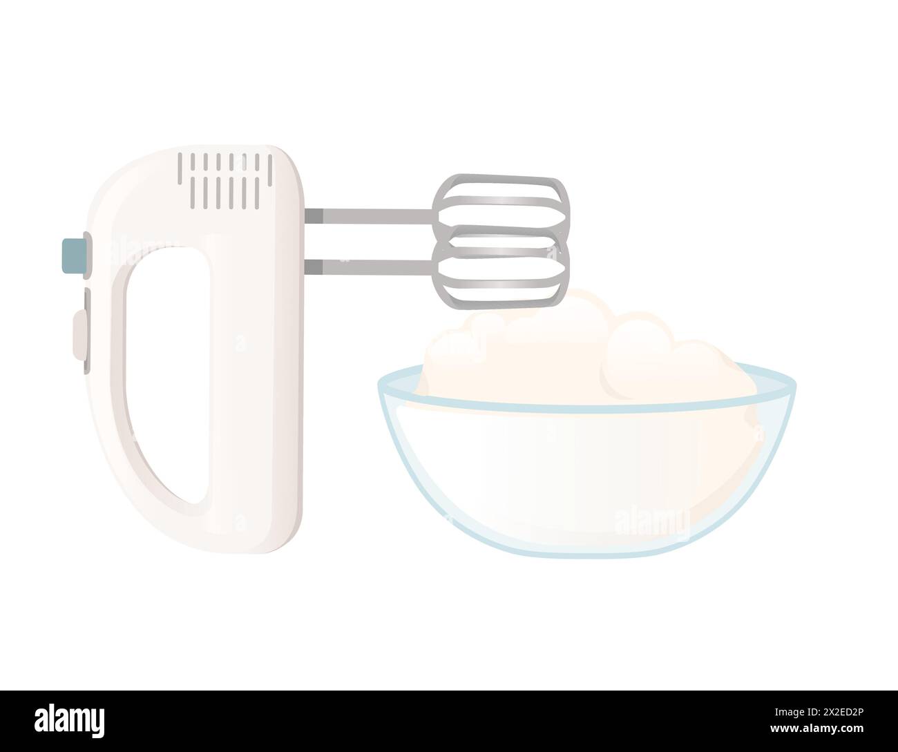 Electric mixer with beating eggs bowl baking kitchenware vector ...