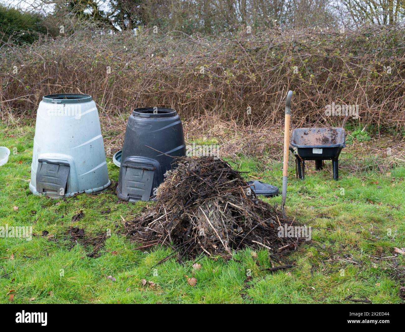 Plastic compost bins and compost Stock Photo - Alamy