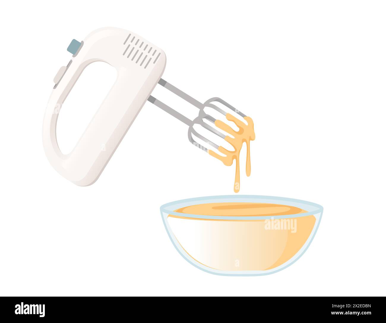 Electric mixer with dough bowl baking kitchenware vector illustration ...