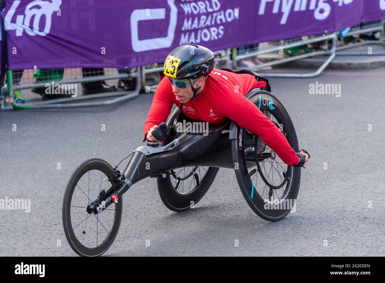 Patricia Eachus competing in the TCS London Marathon 2024 passing ...