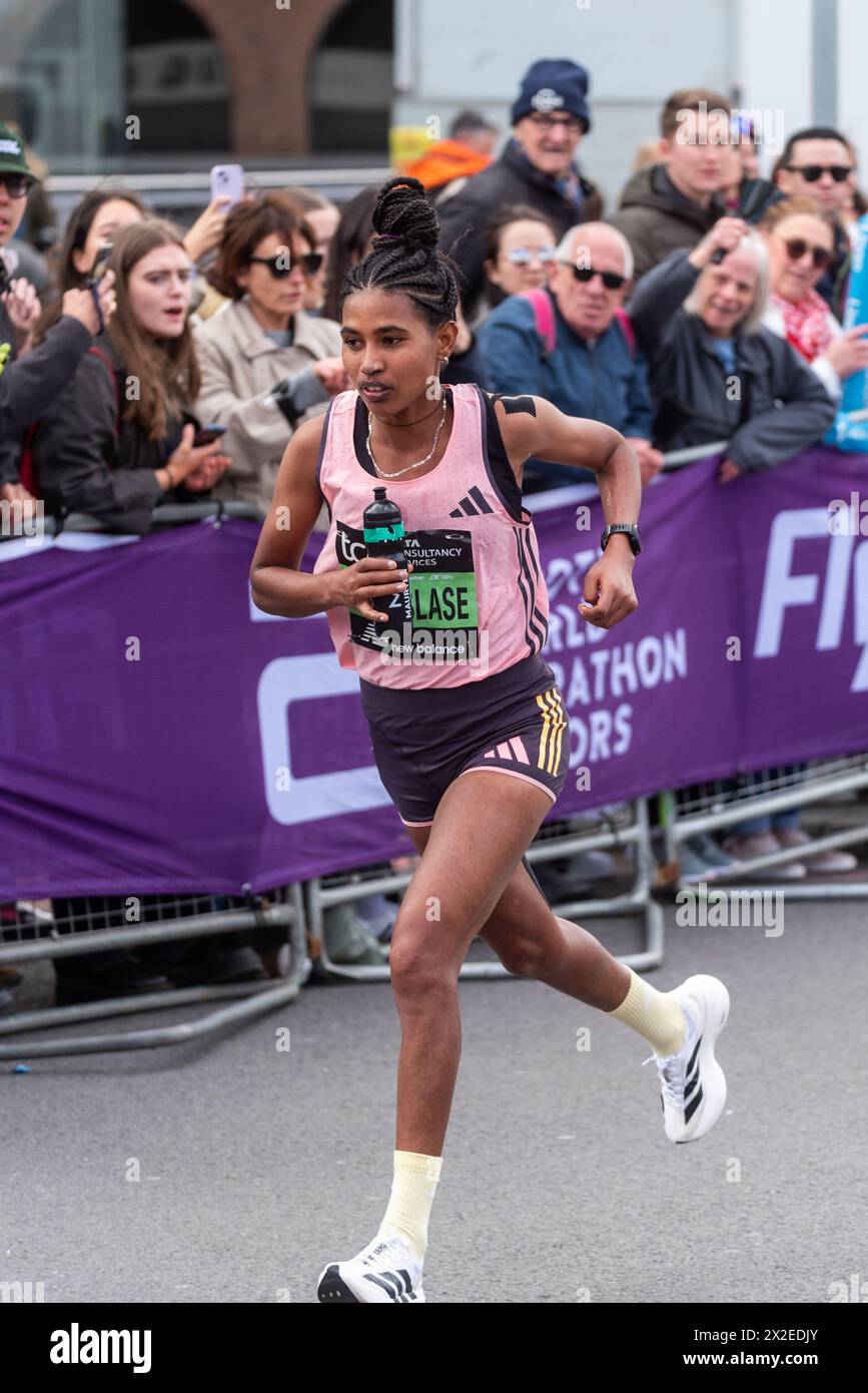 Tsige Haileslase Abreha competing in the TCS London Marathon 2024 ...