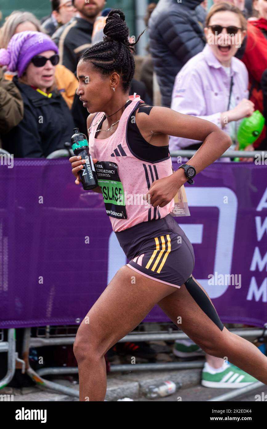 Tsige Haileslase Abreha competing in the TCS London Marathon 2024 ...