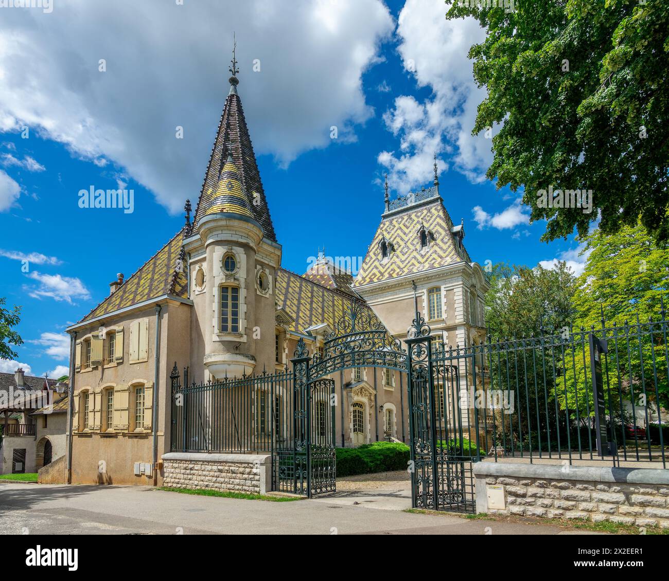 Wine estate castle in the village of Aloxe Corton in Burgundy, France ...