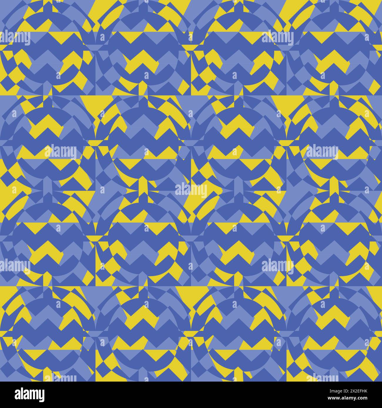 An electric blue and yellow geometric pattern featuring circles and ...
