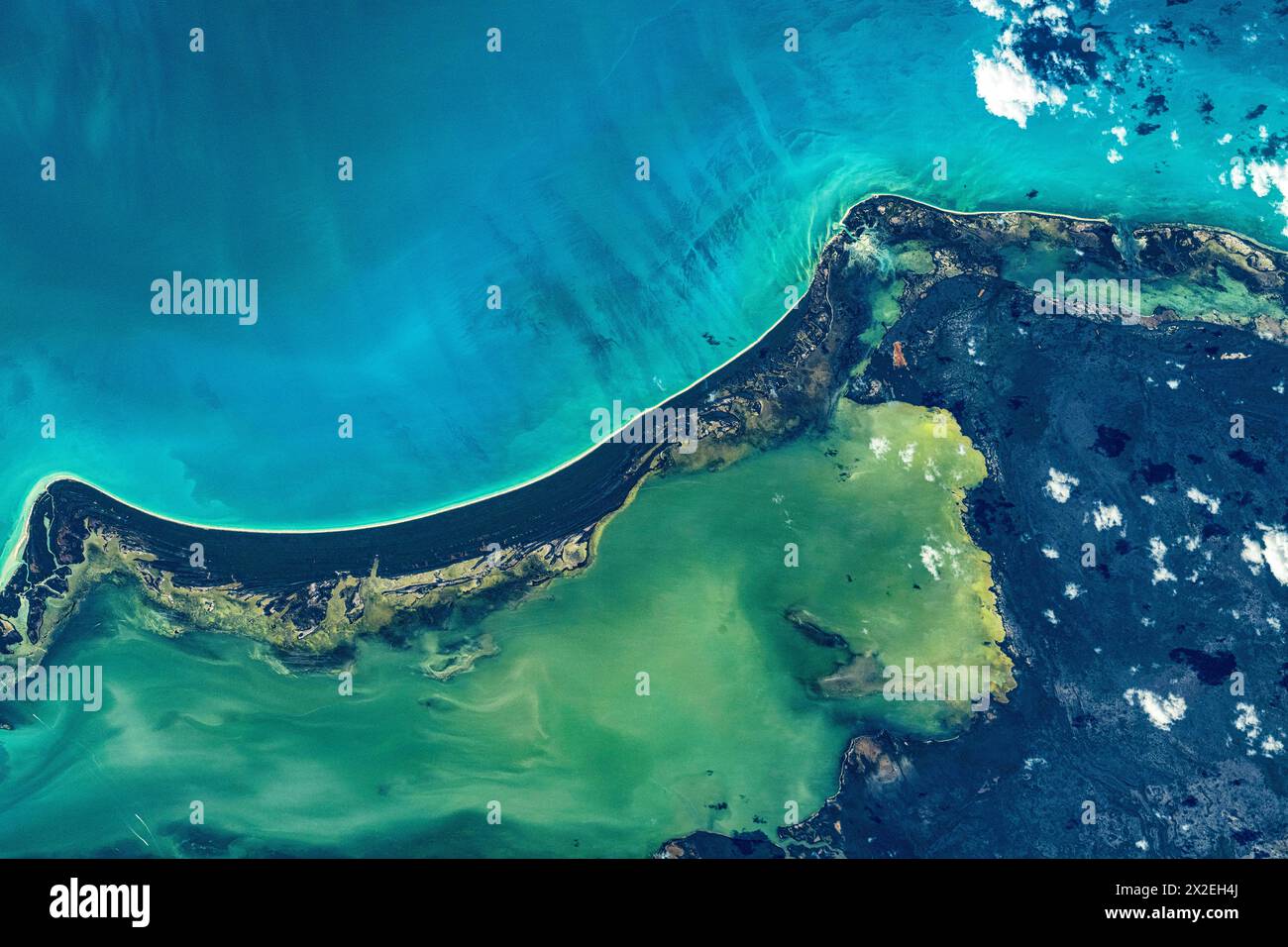 The coastline features to the North of Cancun, Mexico. Digital ...