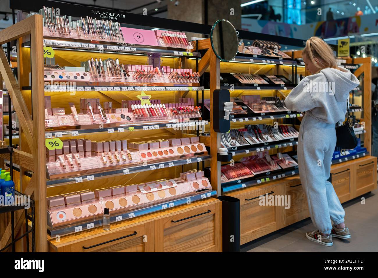 Cosmetics of various brands for sale in the perfume and cosmetics store ...