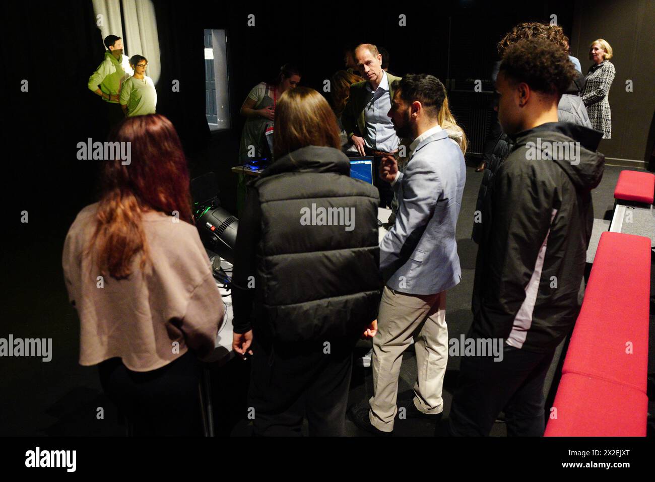 The Duke of Edinburgh (centre) during his visit to the Reading Rep ...