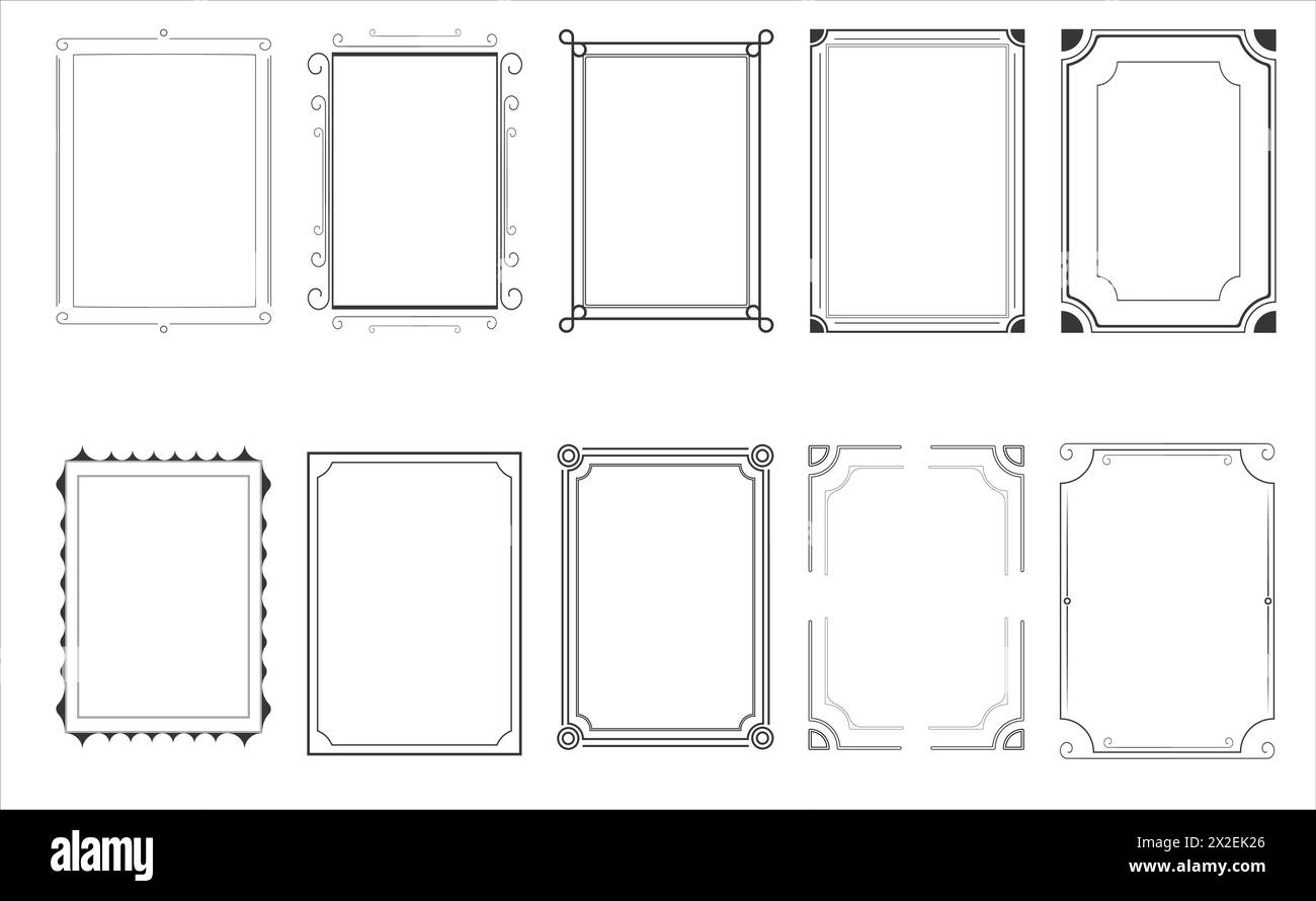 Vector illustration set of decorative frames. Vintage framing for ...