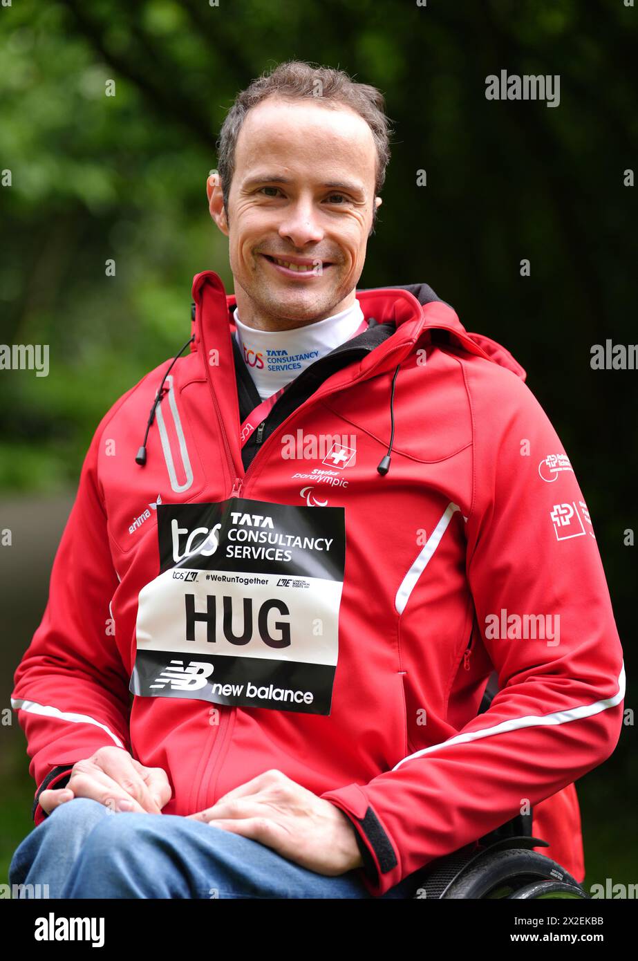 Men's wheelchair race winner Marcel Hug during the 2024 TCS London ...