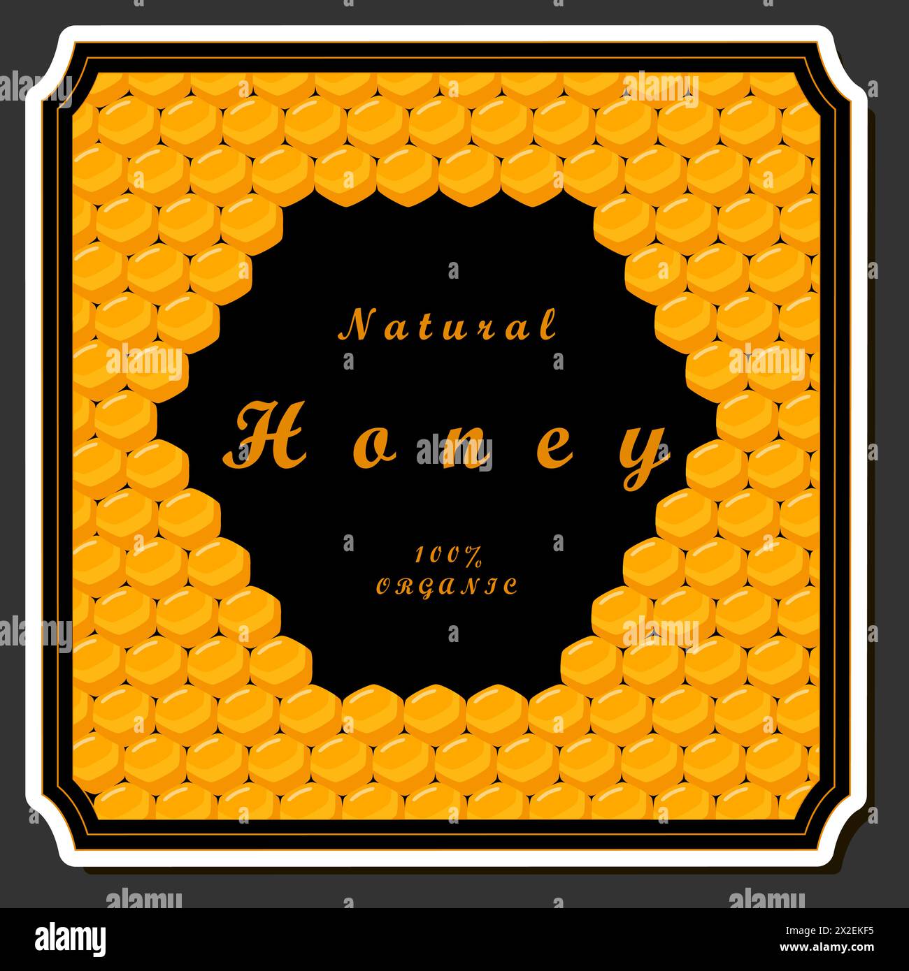 Illustration on theme for label of sugary flowing down honey in ...