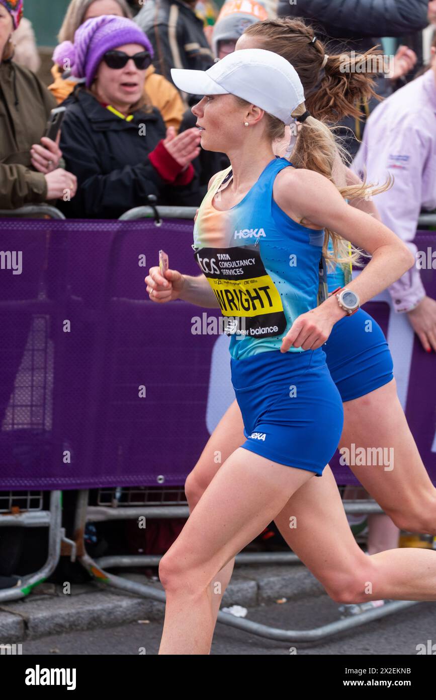 Alice Wright competing in the TCS London Marathon 2024 passing through ...