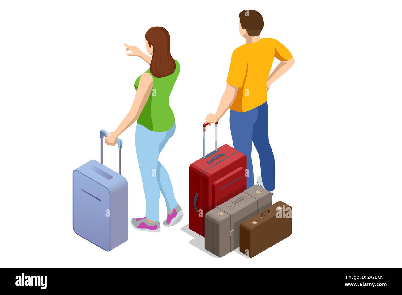 Isometric Tourist Travel Abroad in Free Time Rest Getaway Air Flight ...