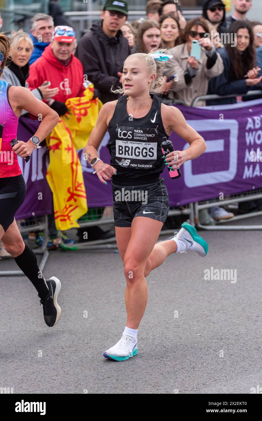 Becky Briggs competing in the TCS London Marathon 2024 passing through ...