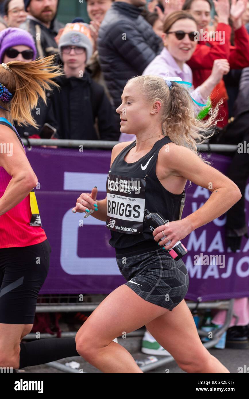 Becky Briggs competing in the TCS London Marathon 2024 passing through ...