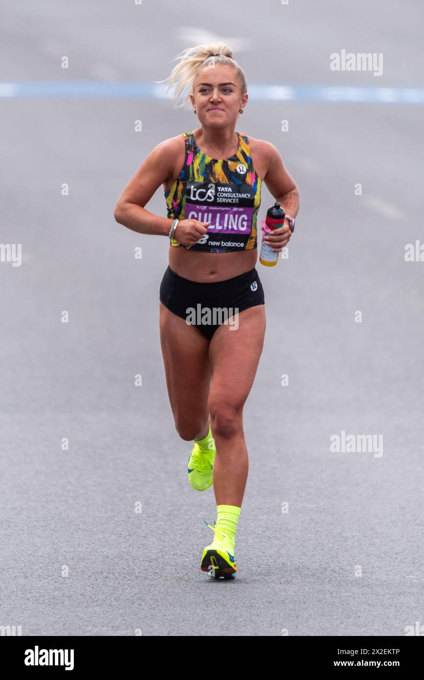 Anya Culling competing in the TCS London Marathon 2024 passing through ...