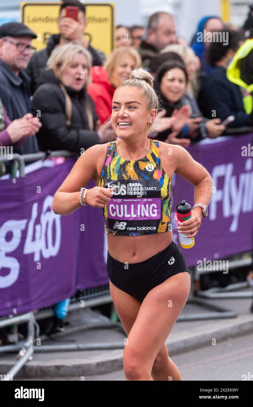 Anya Culling competing in the TCS London Marathon 2024 passing through ...