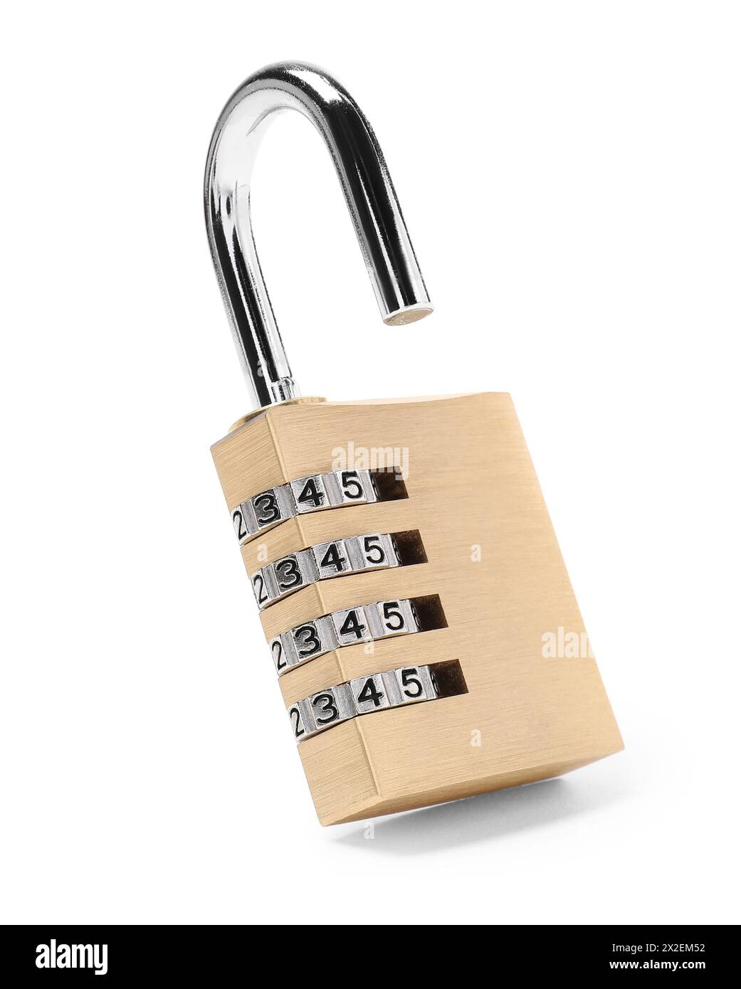 Unlocked steel combination padlock isolated on white Stock Photo - Alamy