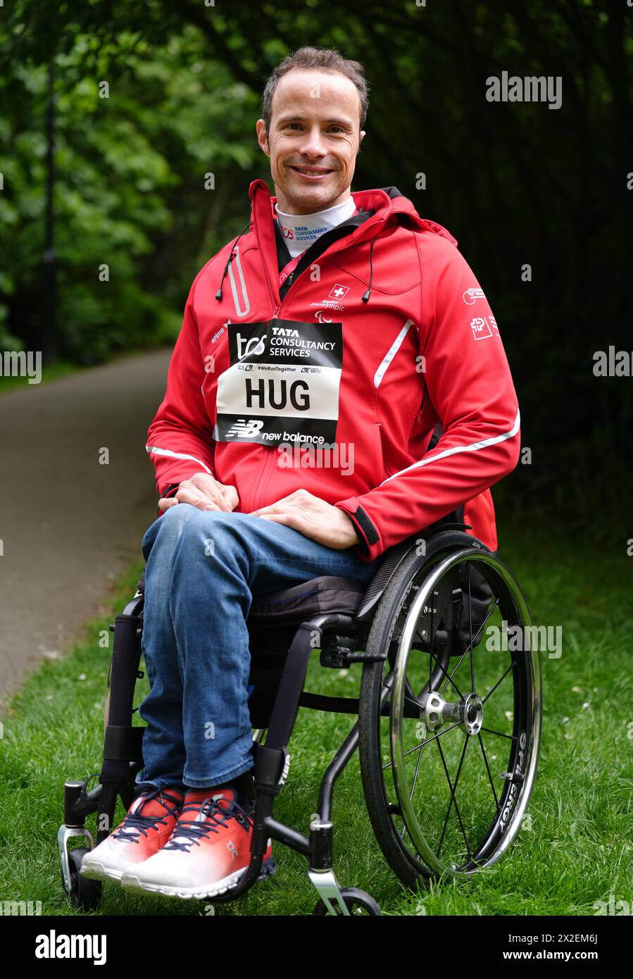 Men's wheelchair race winner Marcel Hug during the 2024 TCS London ...
