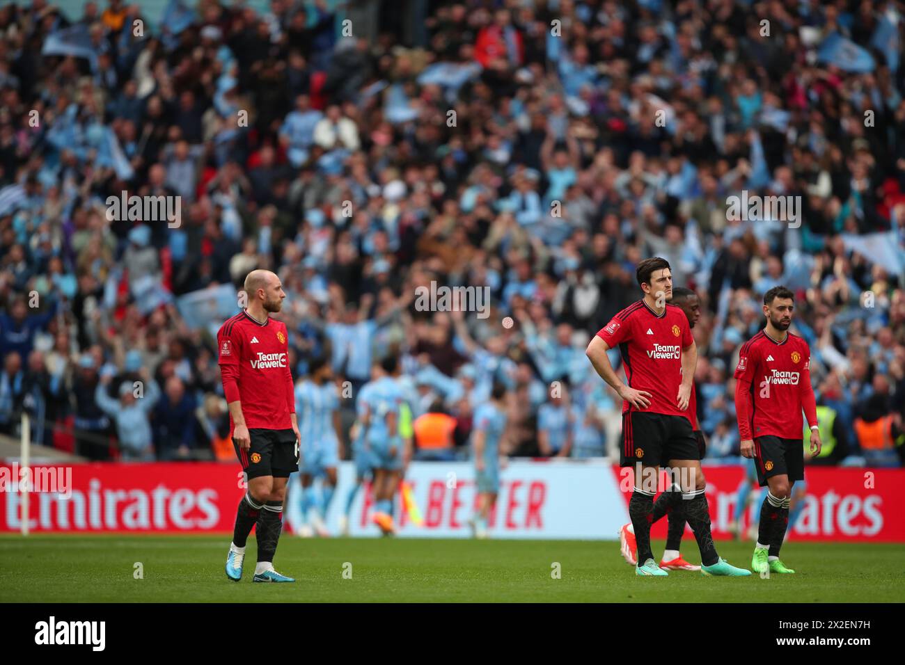 Harry Maguire, Christian Eriksen and Bruno Fernandes of Manchester ...