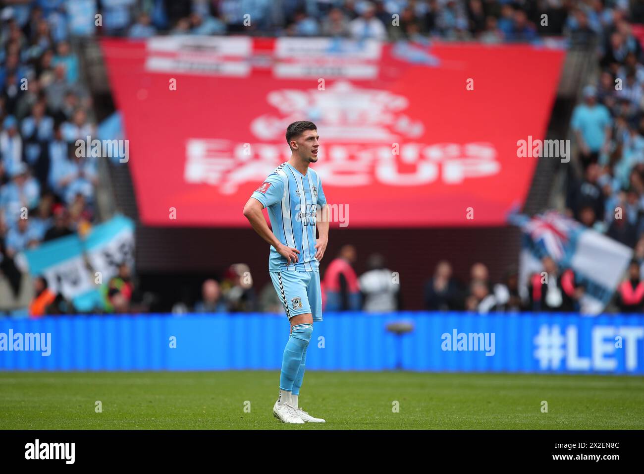 Bobby Thomas of Coventry City looks on after conceding a goal ...