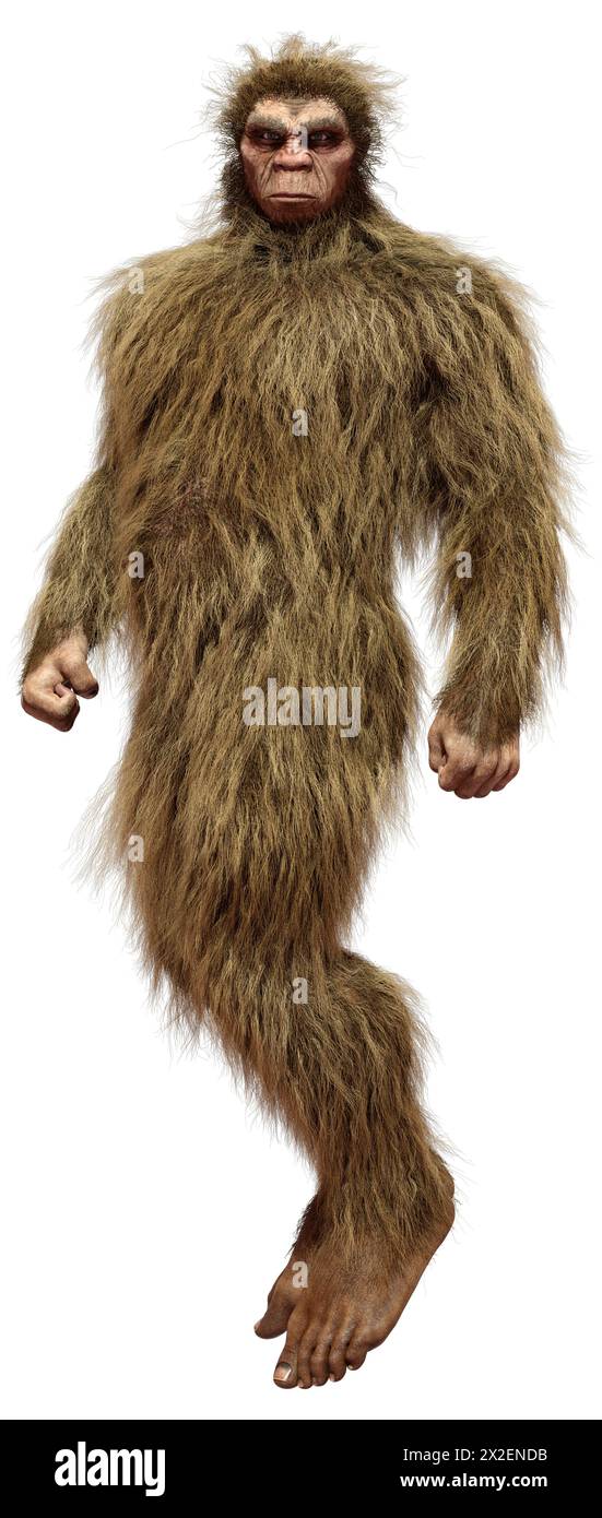 3D rendering of a Sasquatch or Bigfoot isolated on white background ...