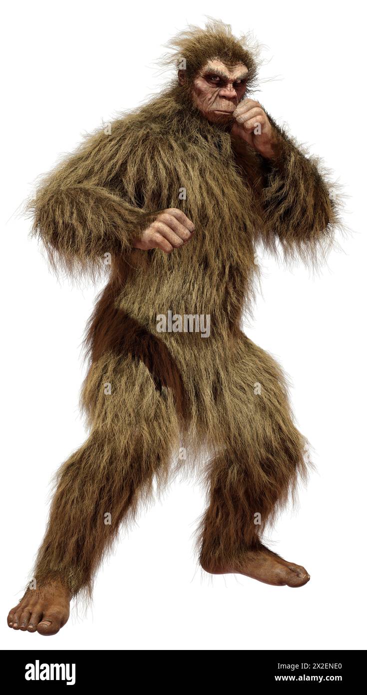 3D rendering of a Sasquatch or Bigfoot isolated on white background ...