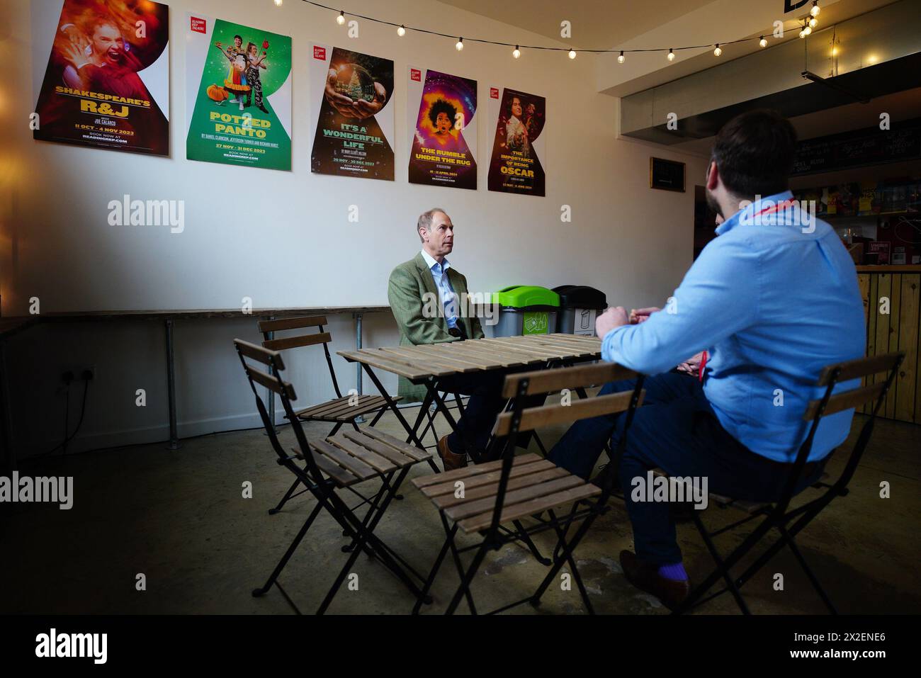 The Duke of Edinburgh (centre) during his visit to the Reading Rep ...