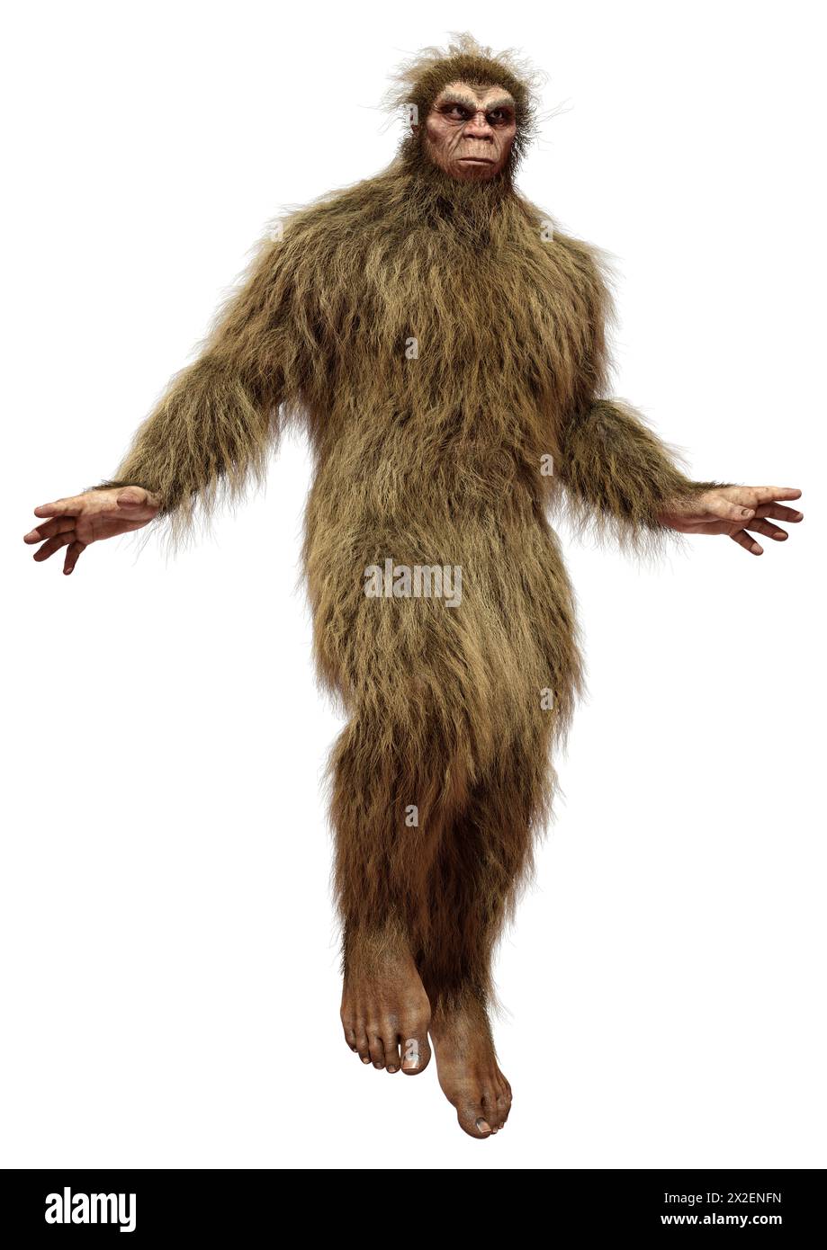 3D rendering of a Sasquatch or Bigfoot isolated on white background ...