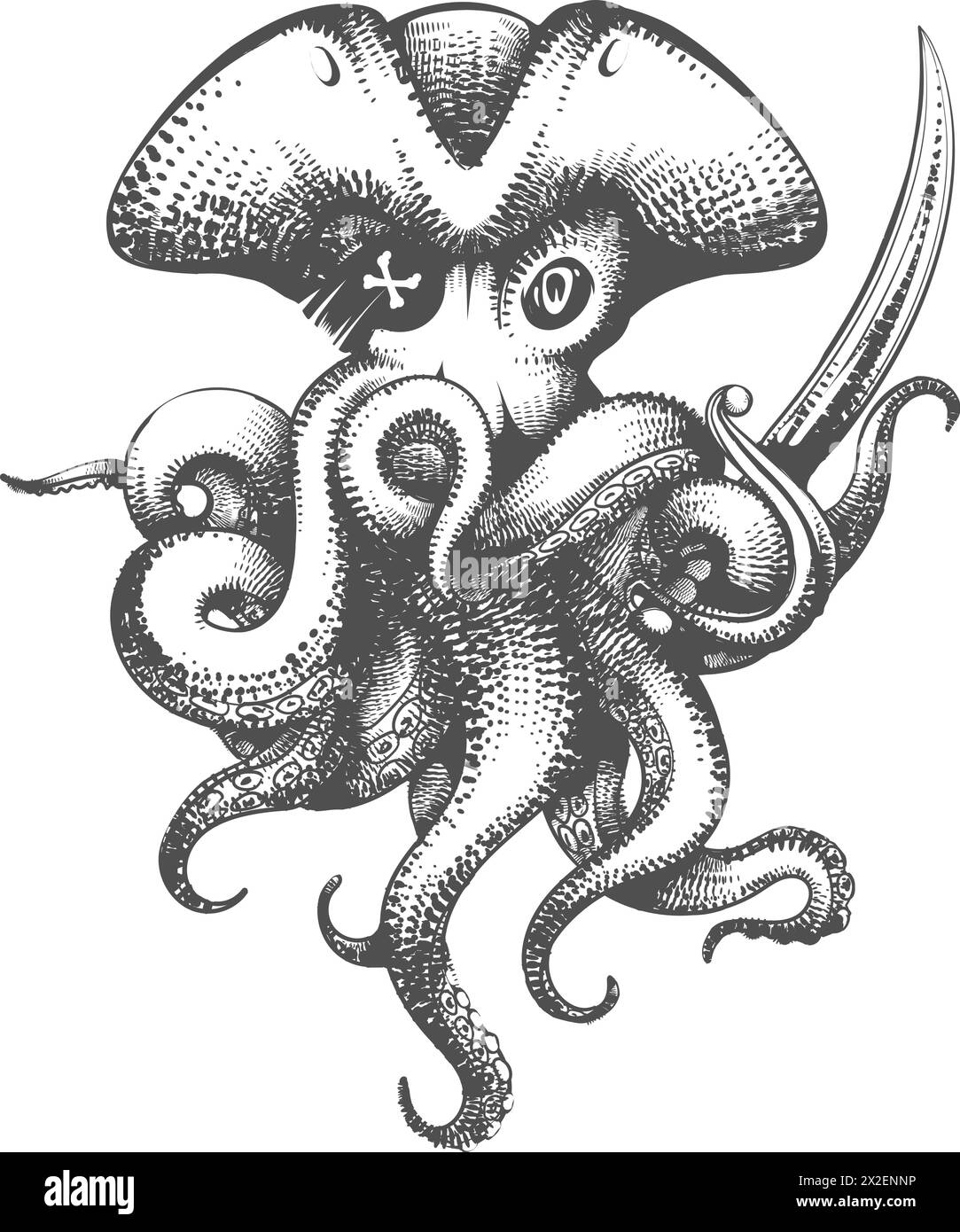 Octopus pirate sketch Stock Vector Image & Art - Alamy